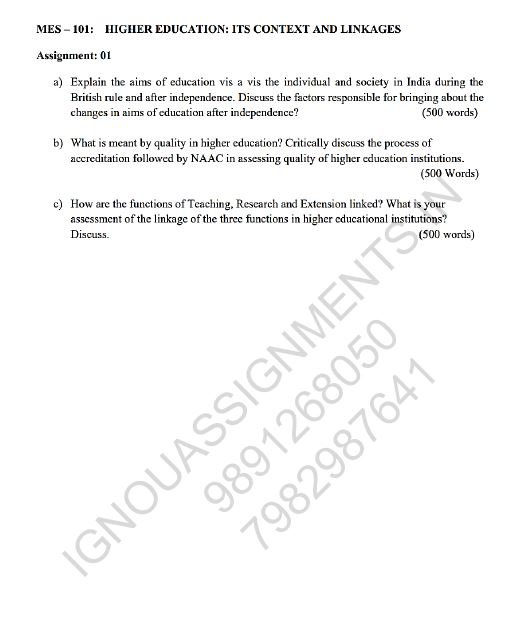 IGNOU MES-101 SOLVED ASSIGNMENT 2021 ENGLISH MEDIUM - IGNOU Solved Assignment 2024-25 Download PDF