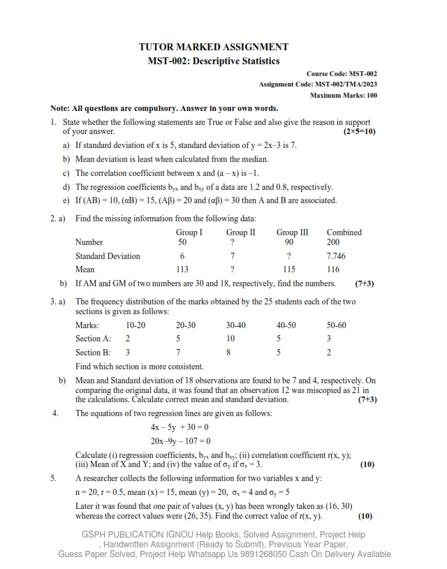 IGNOU MST-02 Solved Assignment 2023 English Medium - IGNOU Solved Assignment 2024-25 Download PDF