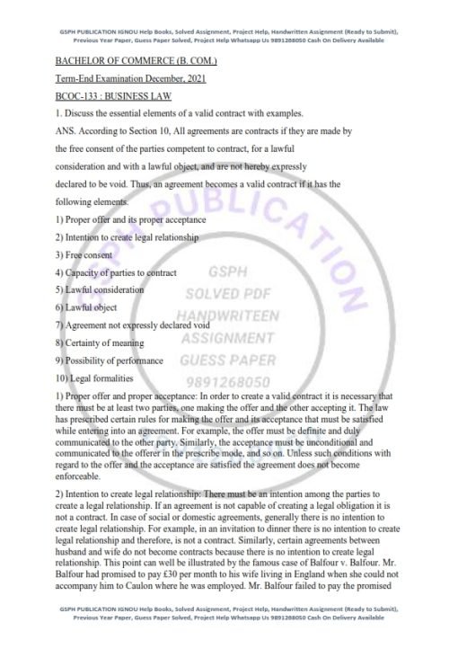 IGNOU BCOC-133 Previous Year Solved Question Paper (Dec 2021) English ...