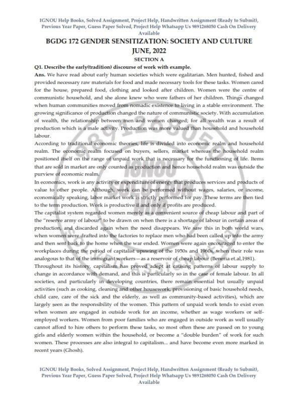 IGNOU BGDG-172 Previous Year Solved Question Paper (June 2022) English ...