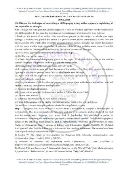 IGNOU BLIE-228 Previous Year Solved Question Paper (June 2022) English Medium - IGNOU Solved ...