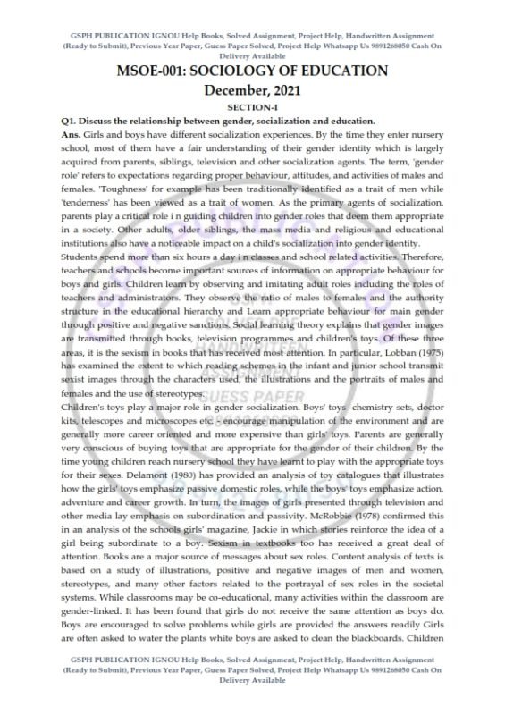 IGNOU MSOE-001 Previous Year Solved Question Paper (Dec 2021) English Medium - IGNOU Solved ...