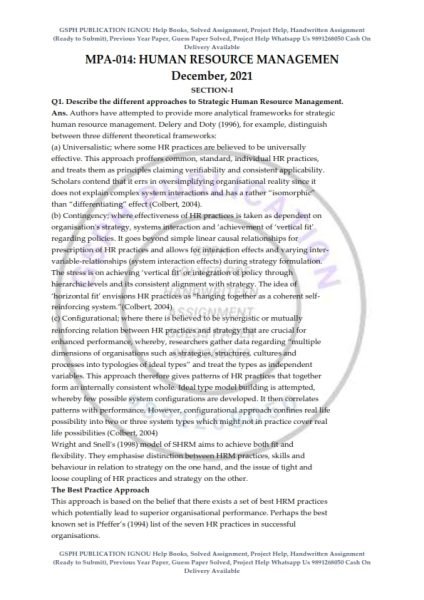 IGNOU MPA-14 Previous Year Solved Question Paper (Dec 2021) English Medium - IGNOU Solved ...