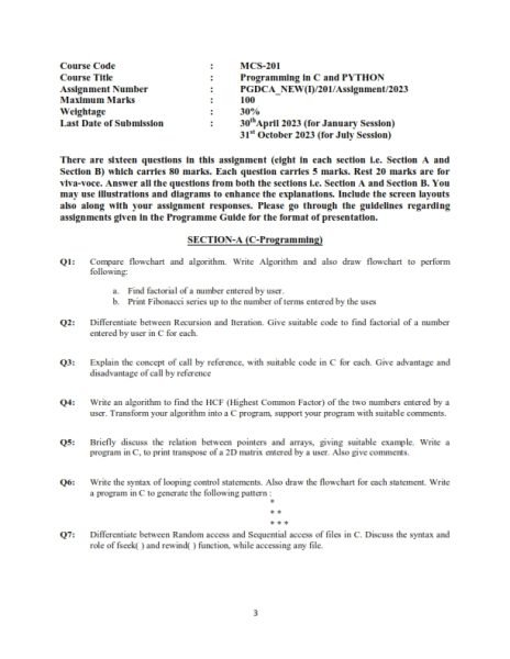 IGNOU MCS-201 Solved Assignment 2023 English Medium - IGNOU Solved Assignment 2024-25 Download PDF